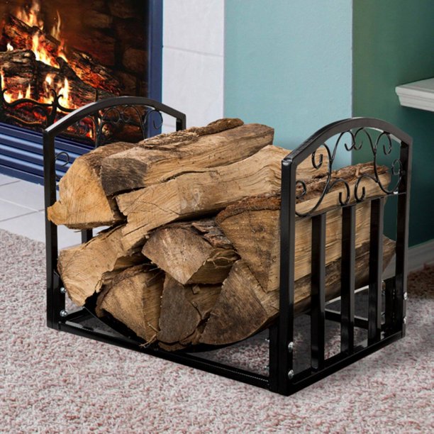 Pure Garden Fireplace Log Bin with Scrolls - Walmart.com