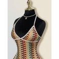 Colorful Jacquard Knitted Contrast Ribbed Edge Halter Backless Deep V ...