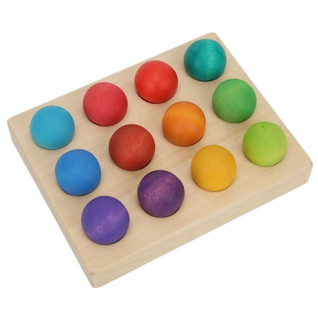 Wooden Color Sorting Set, Color Sort Peg Board 12 Colors 360° Mellow ...