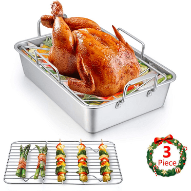 "Cuisinart Large 16"" Stainless Steel Roasting Pan with Handles and ...