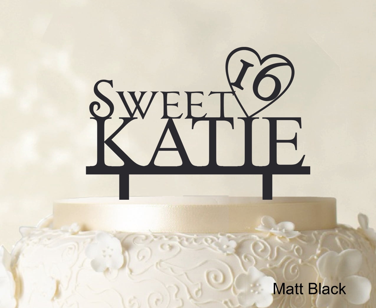 "Personalized Birthday Cake Topper Matt Black Cake Topper Color Option ...
