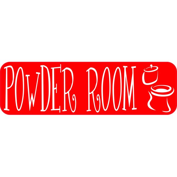 10in x 3in Powder Room Sticker Vinyl Bathroom Door Sign Sticker Decals ...