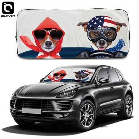 Car Windshield Sunshade [59"x33"], iClover Two Dogs Design Front Auto ...