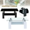 WSYW Modern Solid Glass Top Coffee Table Rectangle Furniture 2-Layer ...