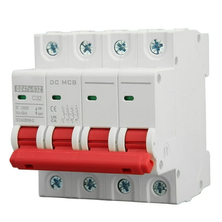 PV Air Circuit Breaker, 4P 6000A Breaking Capacity 1000V 32A Electromagnetic DIN Rail ...