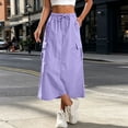 POROPL Women's Cargo Skirts,Pockets Drawstring Elastic Waist Long Skirt ...