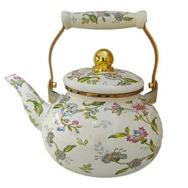 Enamel Teapot, 2L Porcelain Enameled Teakettle, Vintage Handmade ...