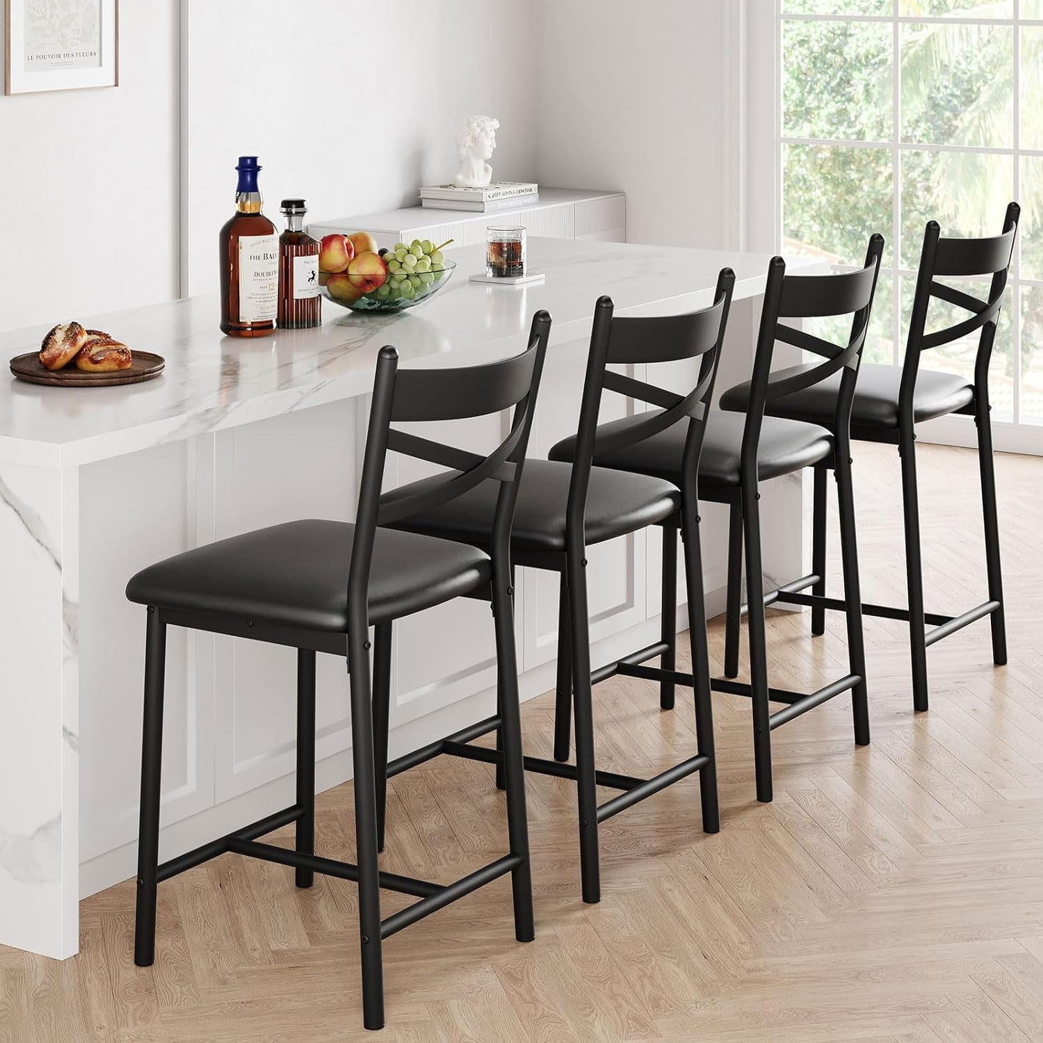 Click here for Eastvita Set Of 4 Kitchen Barstools With Back/Foot... prices