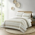Nanshing Bomi 7 Piece Modern Striped Quilt Set, White Taupe, Queen ...