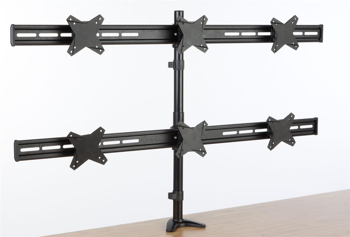 Monitor Desk Mounts for (6) 23” Flat Screens, Height Adjustable ...