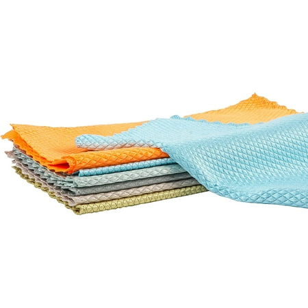 12 Pieces Fish Scale Microfiber Cleaning Cloth Reusable Wave Pattern ...