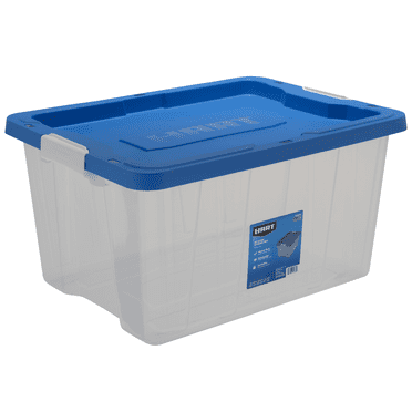 HART 50 Gallon Wheeled Plastic Storage Bin Container, Black with Blue ...