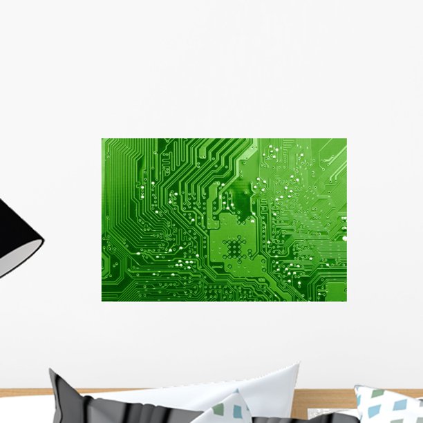 Green Circuit Board Wall Mural Decal Sticker, Wallmonkeys Peel & Stick ...
