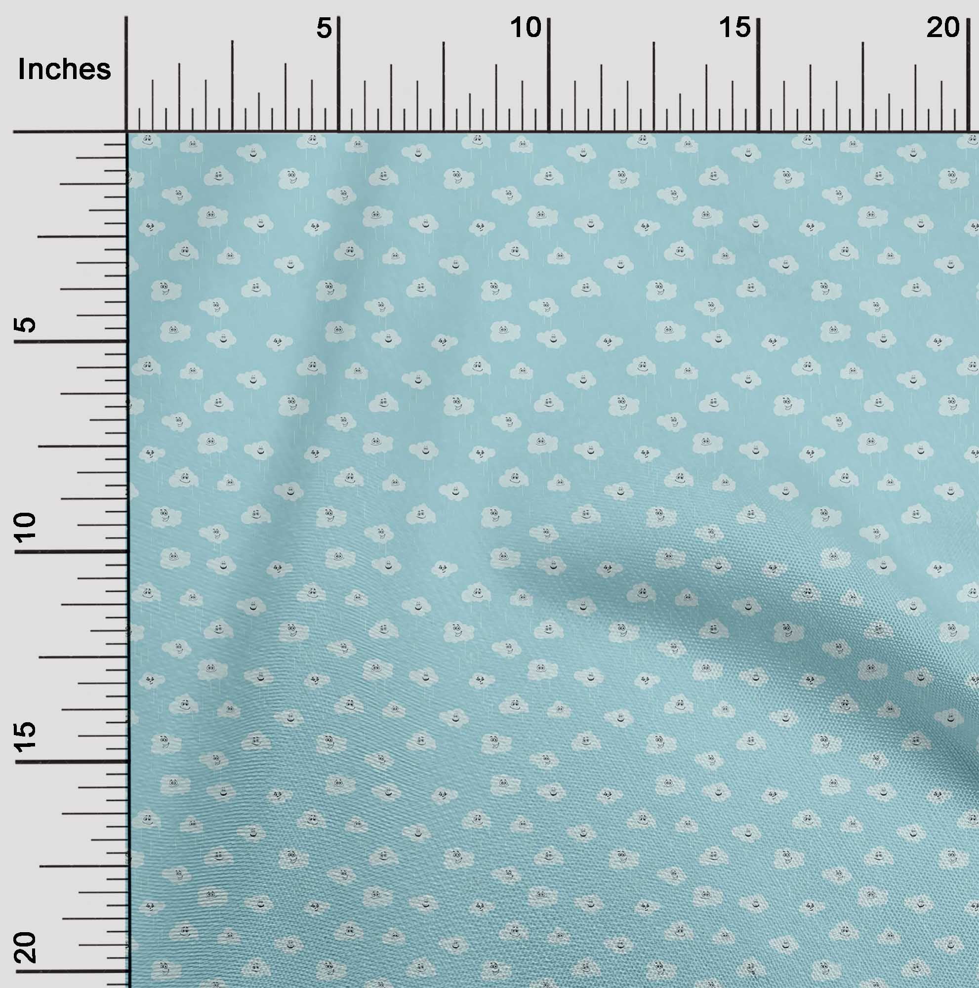 oneOone Silk Tabby Fabric Rainy Clouds Nature Print Fabric by The Yard ...