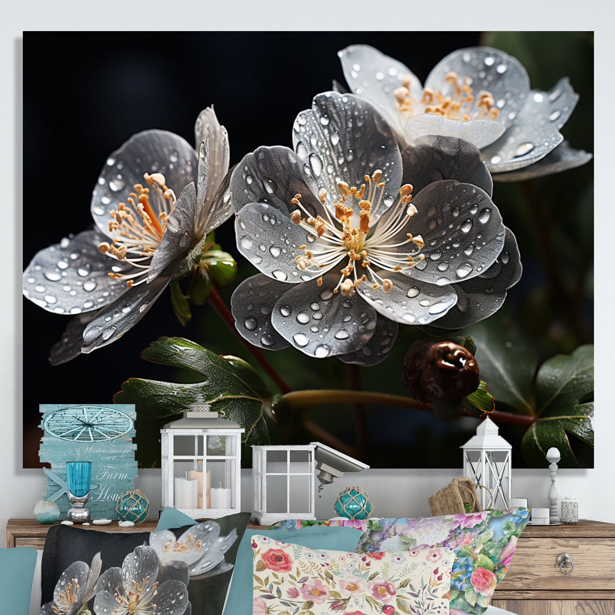 Click here for Designart Grey Traditional Canvas Wall Art  Gerani... prices