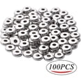 100pcs Flat Disc Spacer Beads Stainless Steel Round Rondelle Loose Bead ...