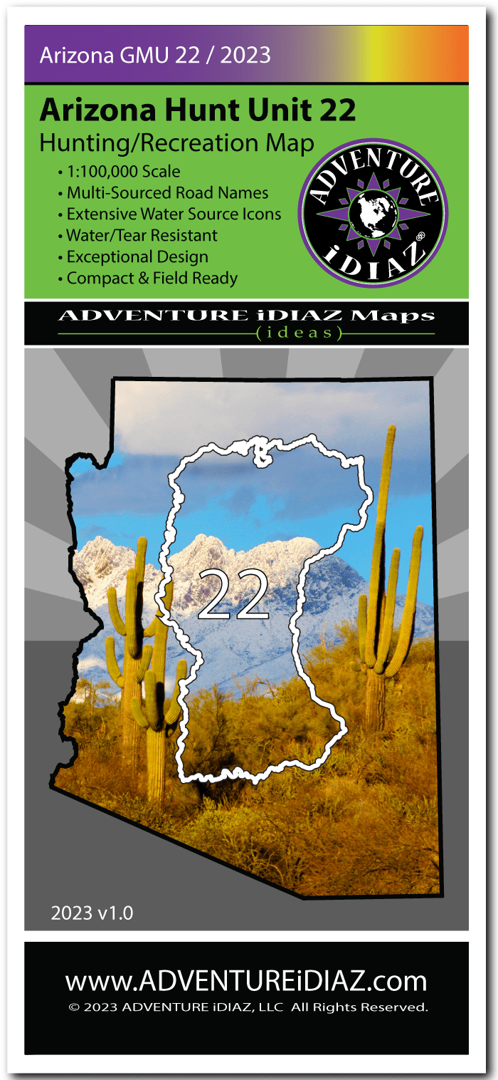 ADVENTURE iDIAZ - Arizona Hunt Unit 22 Map - Hiking, Hunting ...