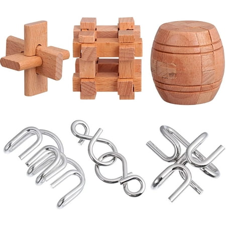 IUIT 1 Set Brain Puzzles Key Lock Toys Wood Luban Lock Intellectual Toy ...