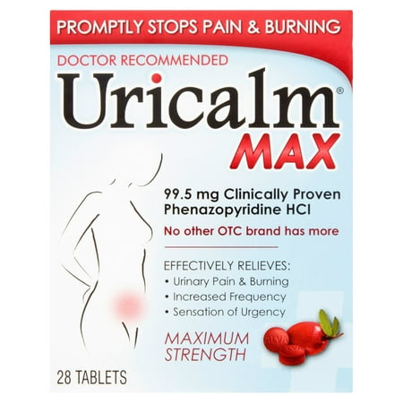 Uricalm Maximum Strength Urinary Pain Medicine Tablets, 199 mg, 28 ct ...