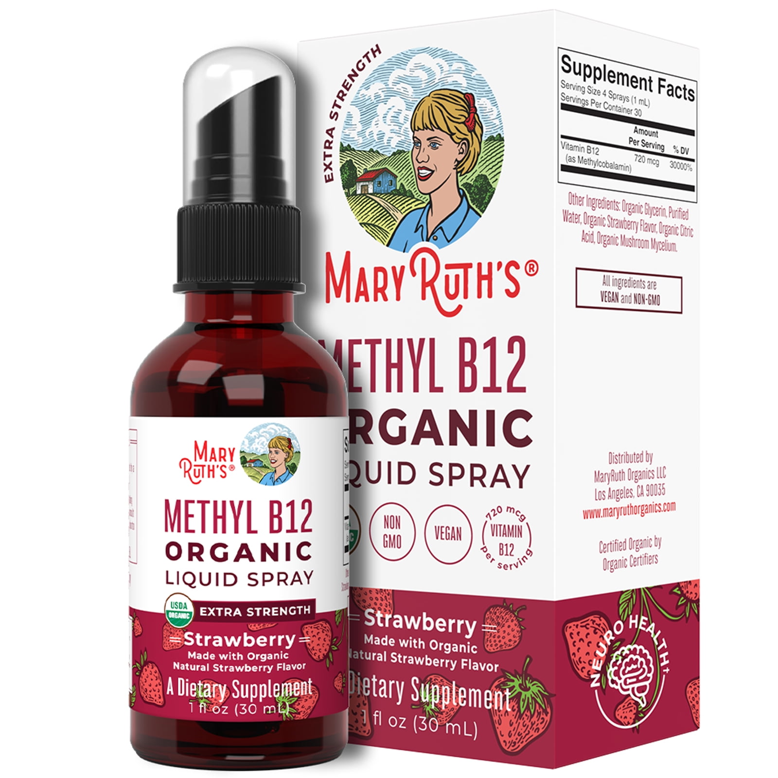 MaryRuth's | USDA Organic Methyl B12 Liquid Spray | Nerve Function ...