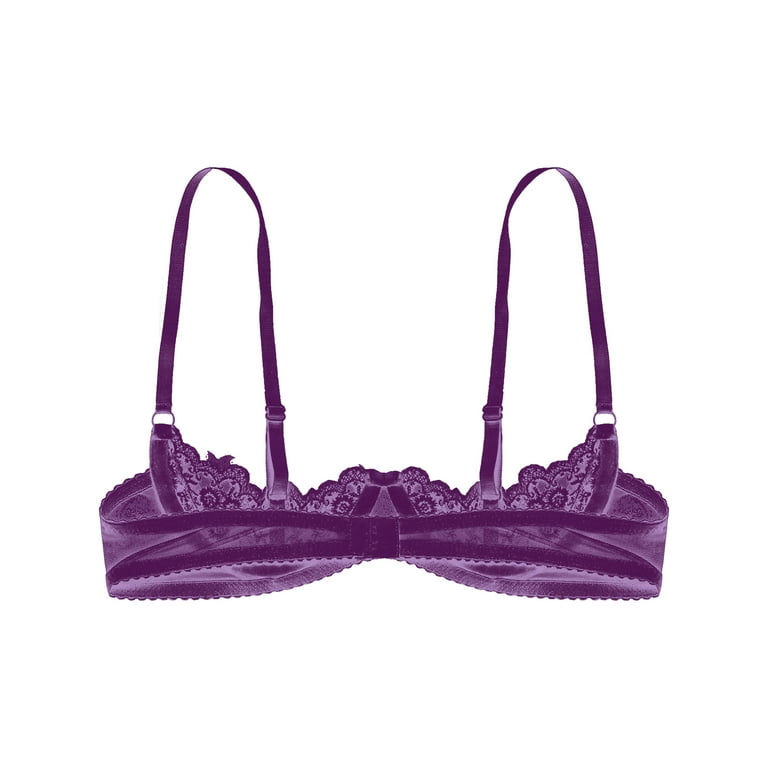 Renvena Womens Lace Bra Half Cup Open Bra Underwired Bra Nightclub Open