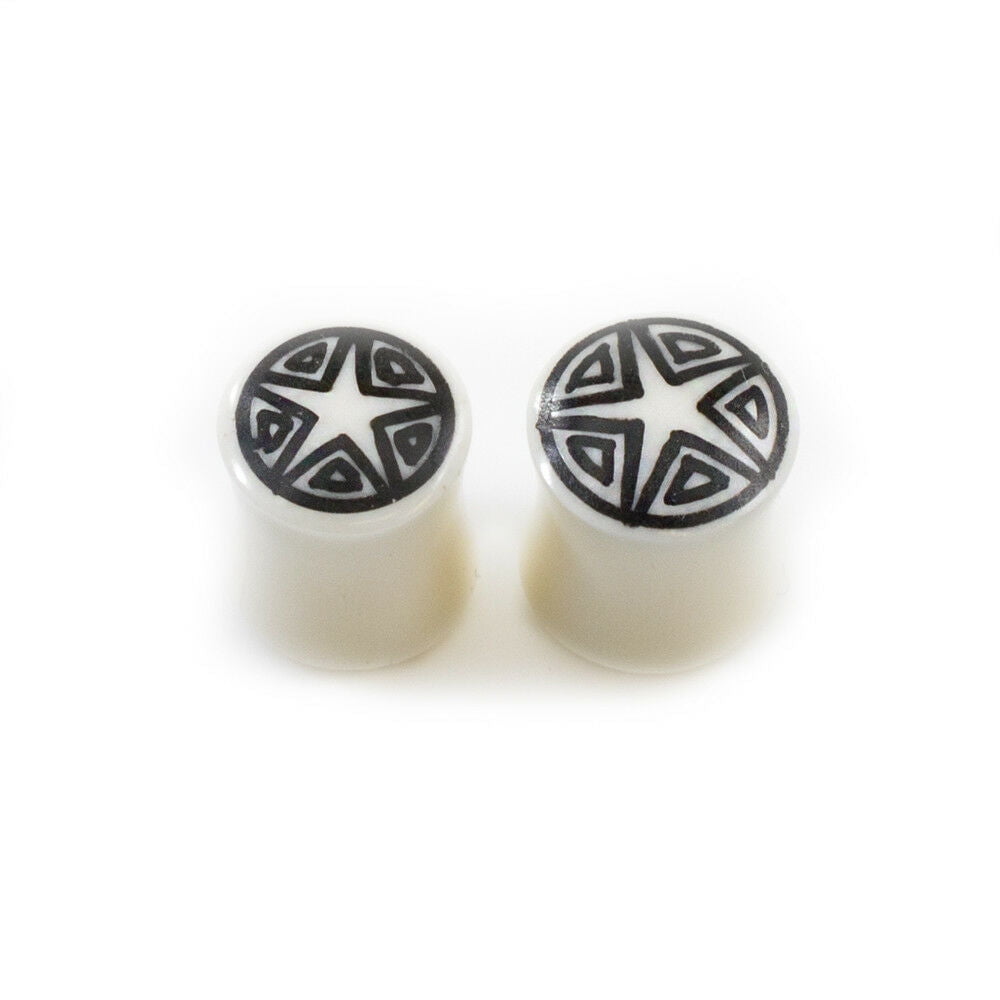 Pair of Ear Plugs made of Organic Horn Bone with Star Design - Walmart.com