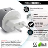 OREI India, Nepal, Maldives Travel Plug Adapter - 2 USA Inputs - 3 Pack ...