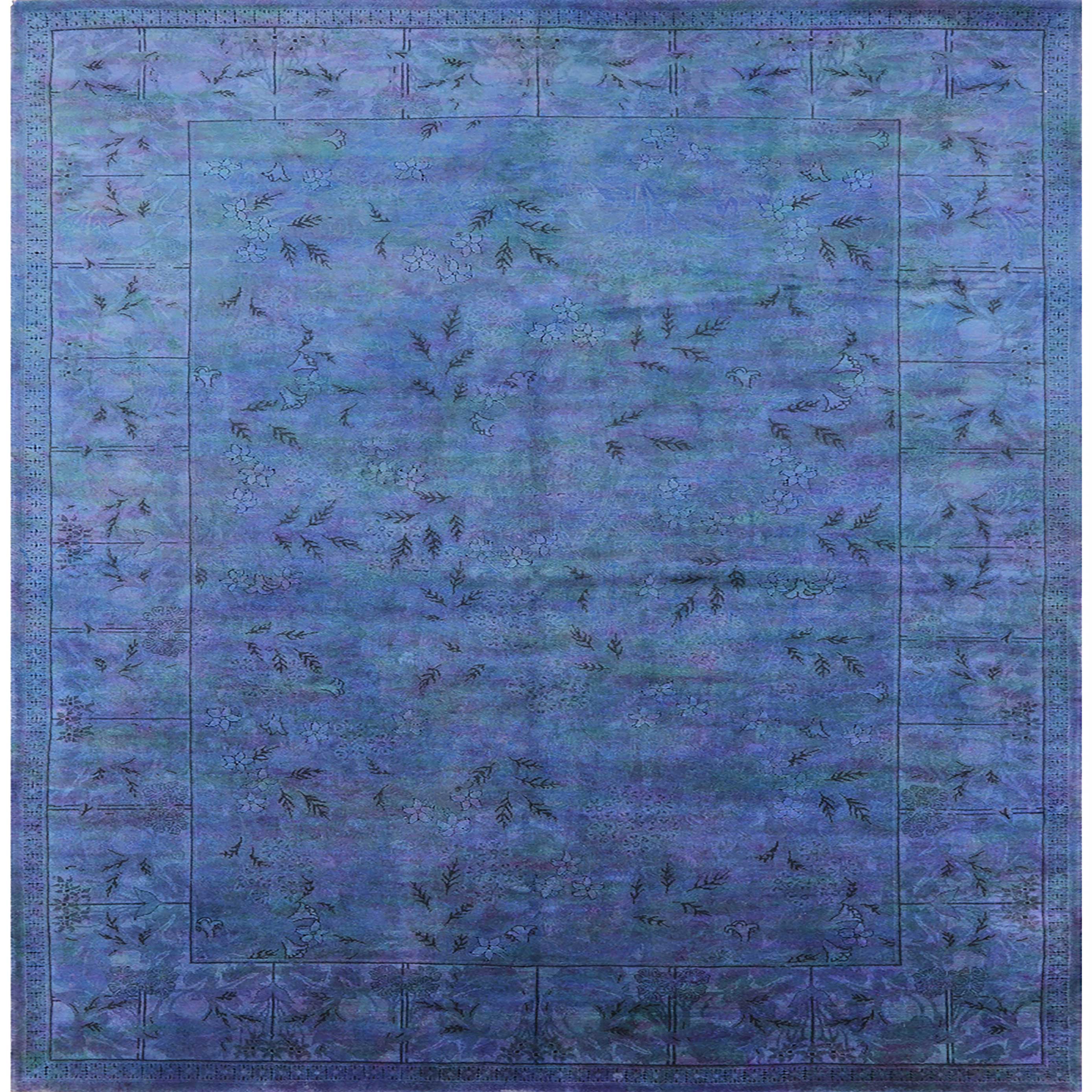 Ahgly Company Indoor Square Mid-Century Modern Iceberg Blue Oriental ...