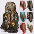 Classic paisley pattern silk scarf, trendy and versatile faux silk ...