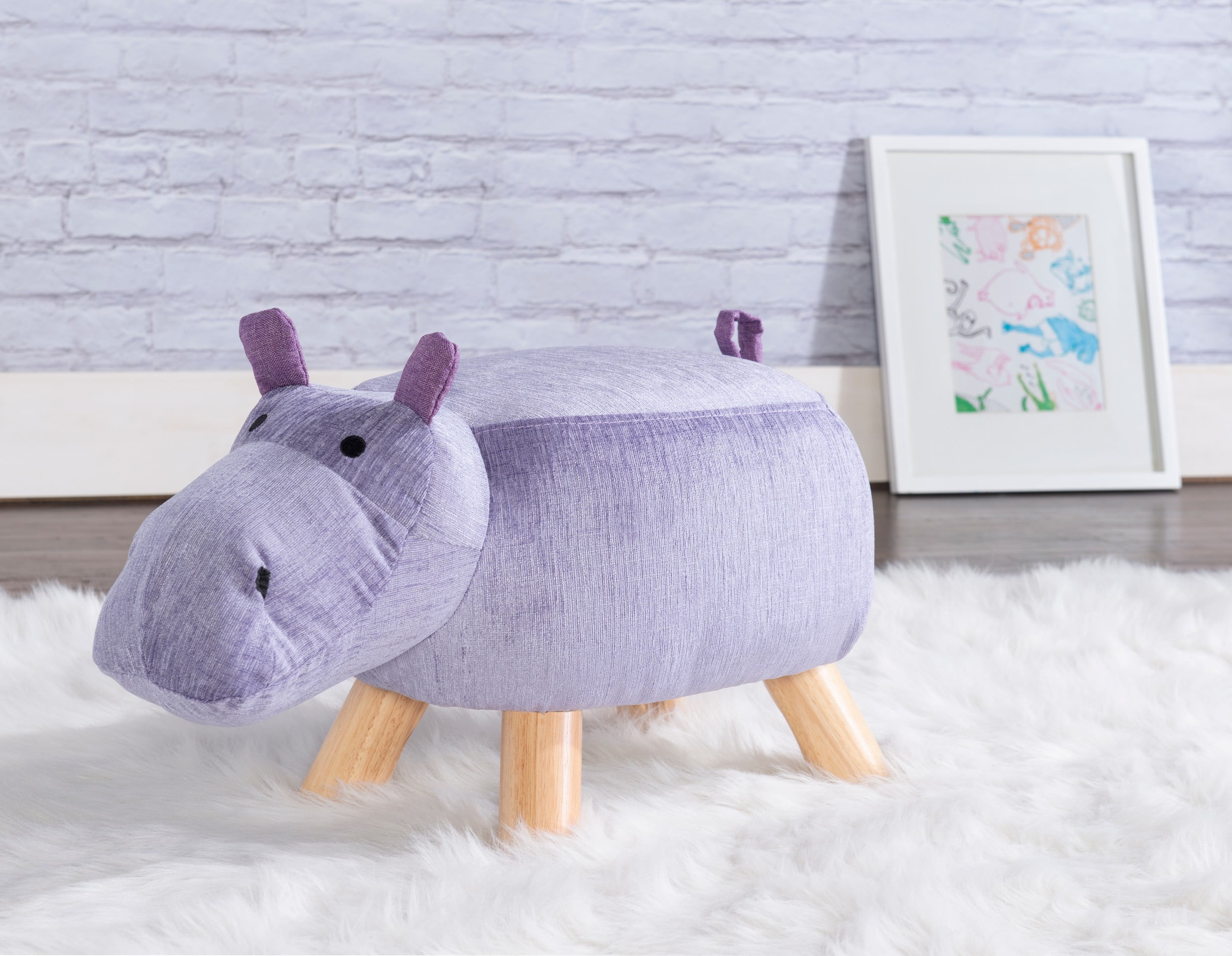Harlen the Hippo Children's Stool, Purple Chenille - Walmart.com