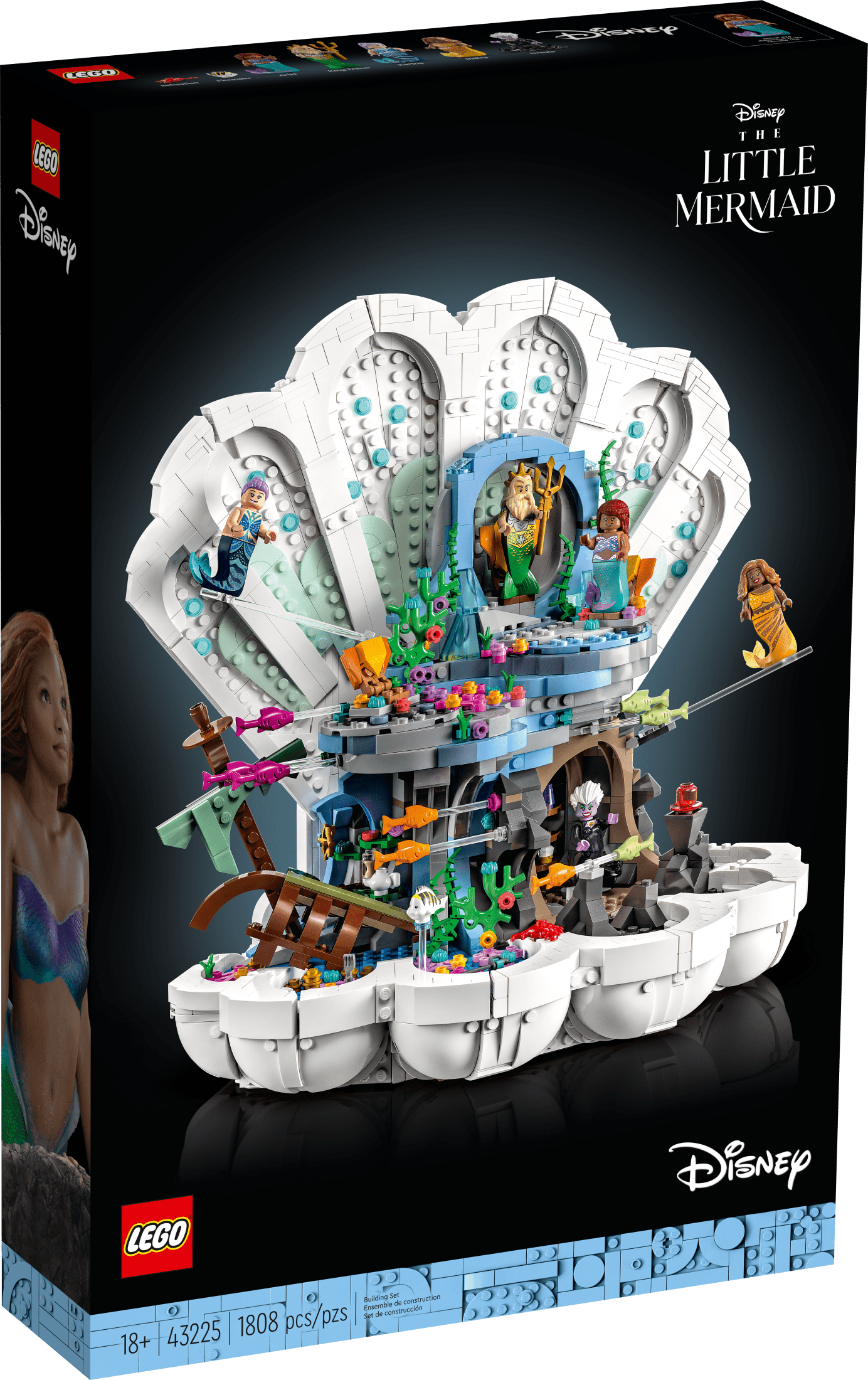LEGO Disney Little Mermaid Royal Clamshell 43225 Adult Collectible Set Ariel Ursula Triton Sebastian Flounder 18 Walmart
