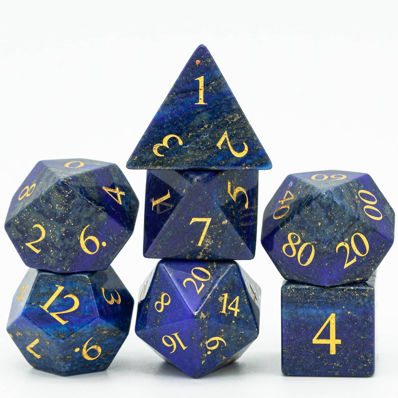 Cusdie Set of 7 Handmade Stone Dice, 16mm Polyhedral Stone D&D Dice Set ...