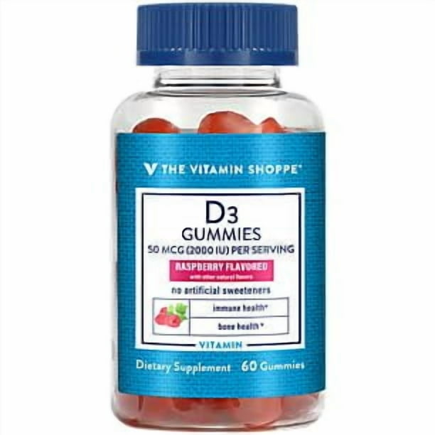 Gomitas de vitamina D3 The Vitamin Shoppe, 2000 UI, frambuesa, 60 | Bodega Aurrera en línea