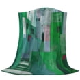 Abstracts Art Fleece Throw Blanket Green Oil Painting Buildings Modern ...