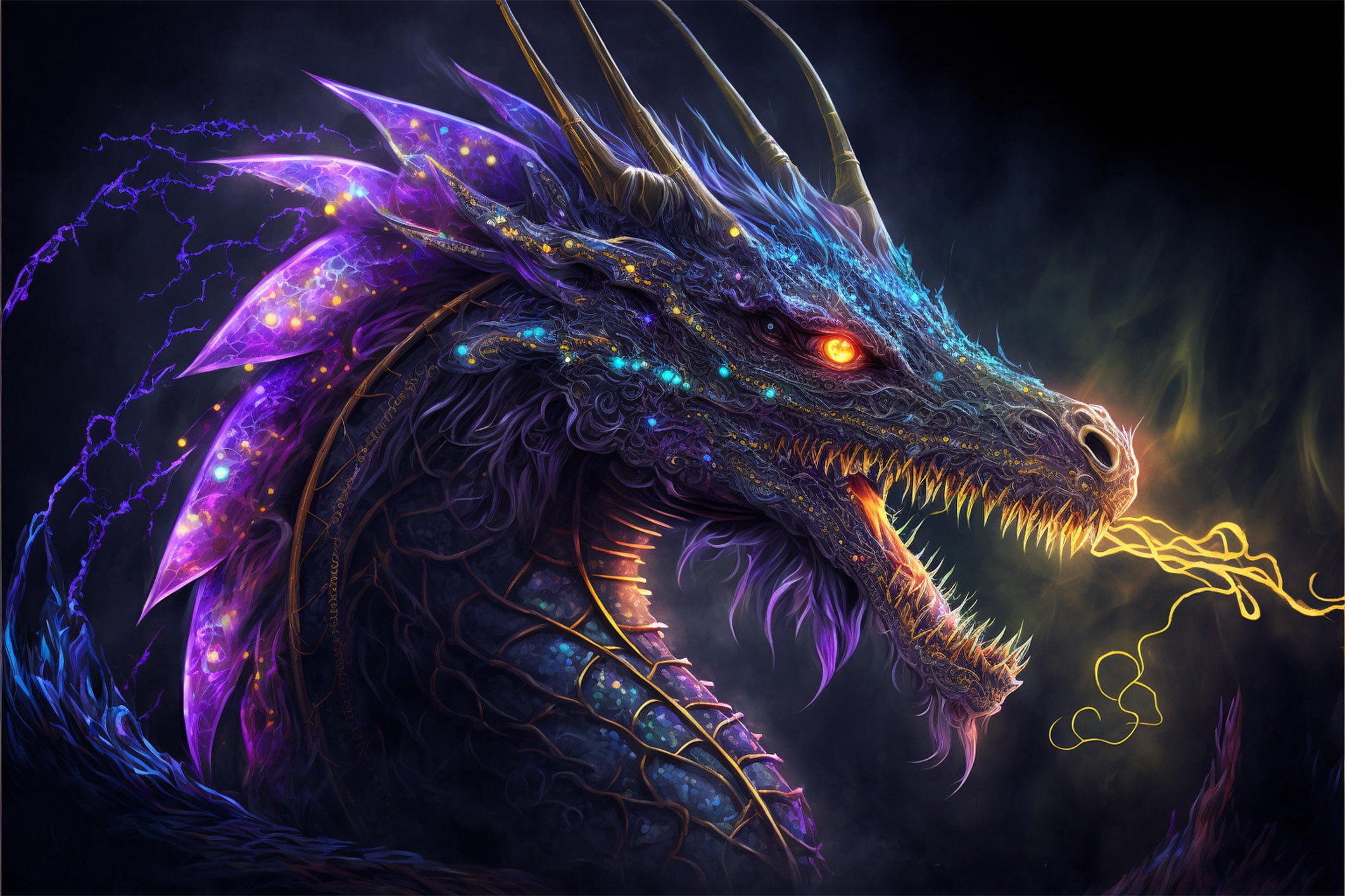 24x36 gallery poster, Cyberdelic Dragon p4 - Walmart.com