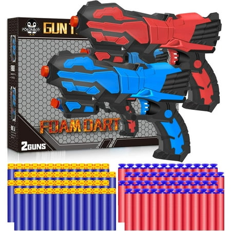 2 Pack Blaster Toy Guns with 60PCS Soft Foam Bullets Fit for Nerf Guns ...