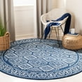 SAFAVIEH Tulum Ophelia Bordered Geometric Area Rug, 3' x 3' Round, Navy ...