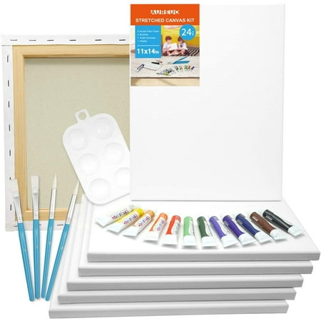 Acrylic Painting Set Include 7 Pack 11x14 Inch Stretched Canvas ...