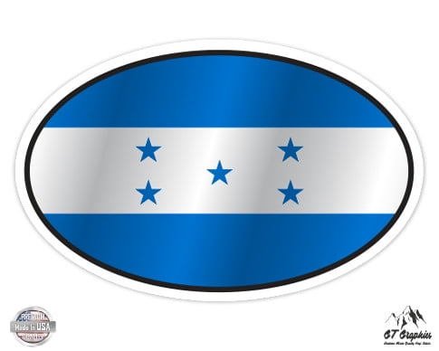 Honduras Flag Oval - 5" Vinyl Sticker - For Car Laptop I-Pad ...