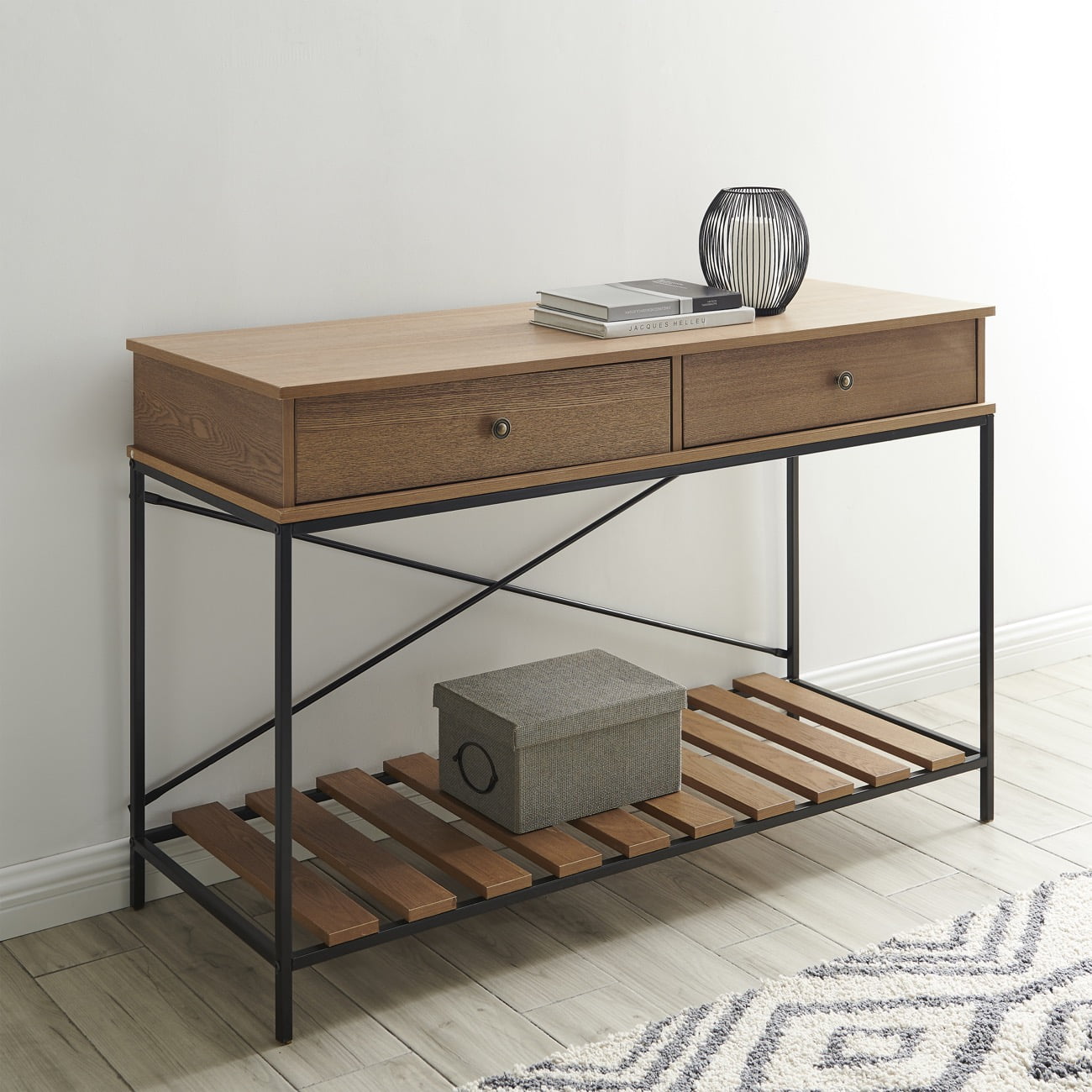 BELLEZE Modern Craftsman Console Sofa Table, Brown - Walmart.com