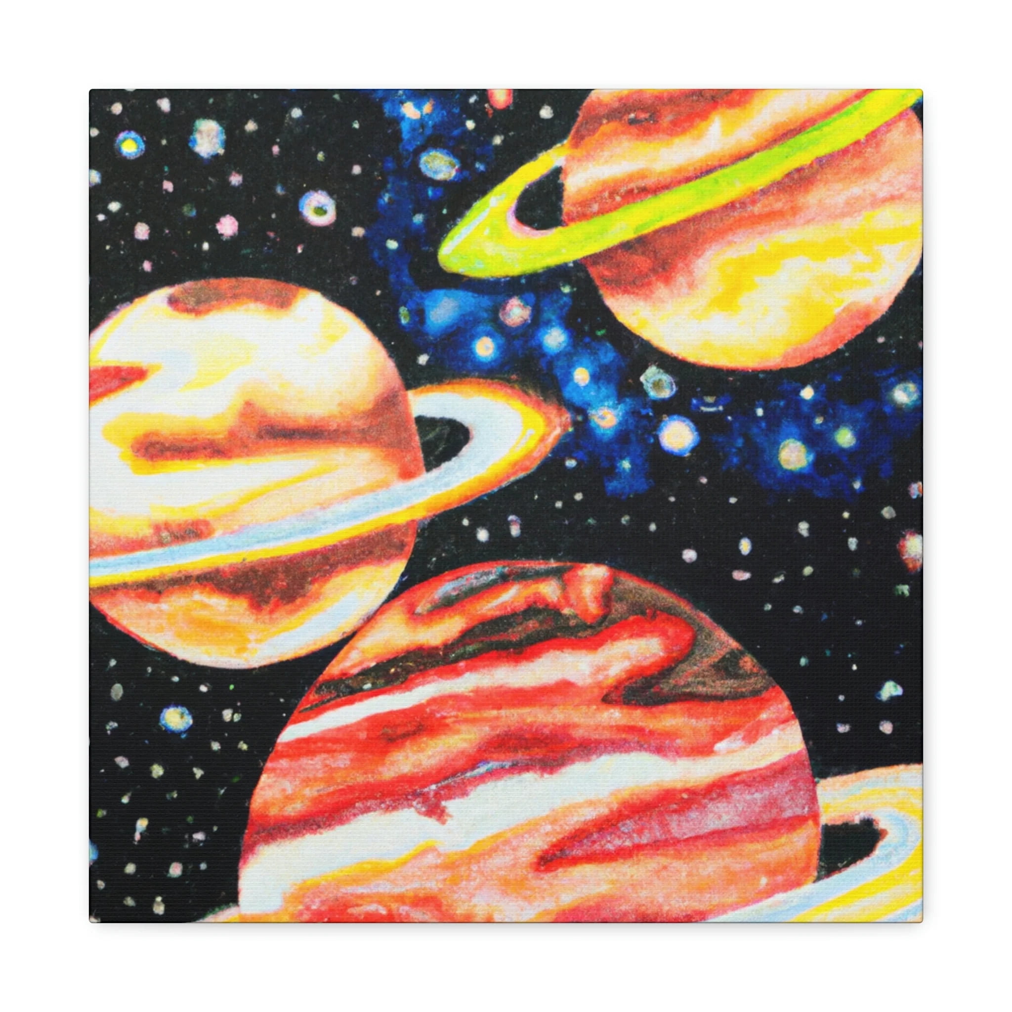 Planets in Pointillism - Canvas - Walmart.com