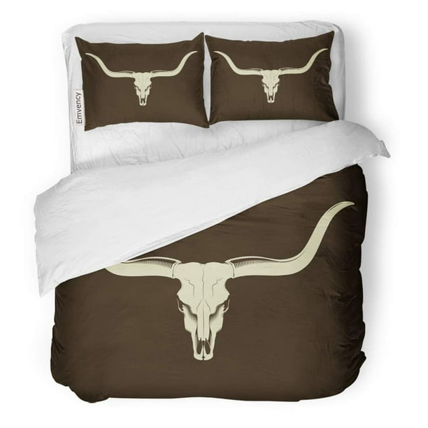 RYLABLUE 3 Piece Bedding Set Brown Texas Longhorn Skull Bull Cow Beast ...