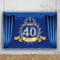 8x6ft Happy 40th Birthday Backdrop Blue Curtain Luxury Golden Crown ...