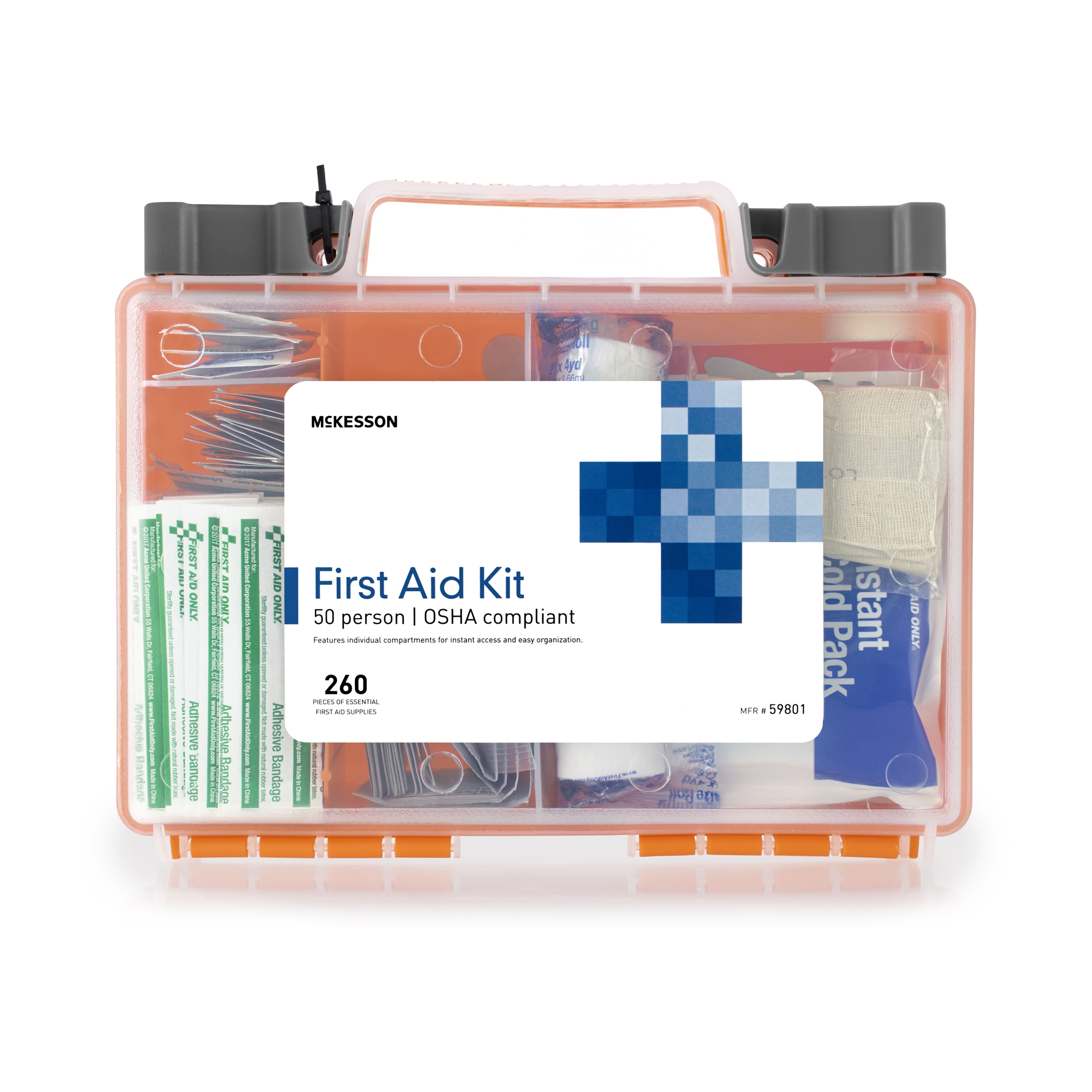 McKesson First Aid Kit 50 Person Plastic Case 1 Kit 260 pieces ...