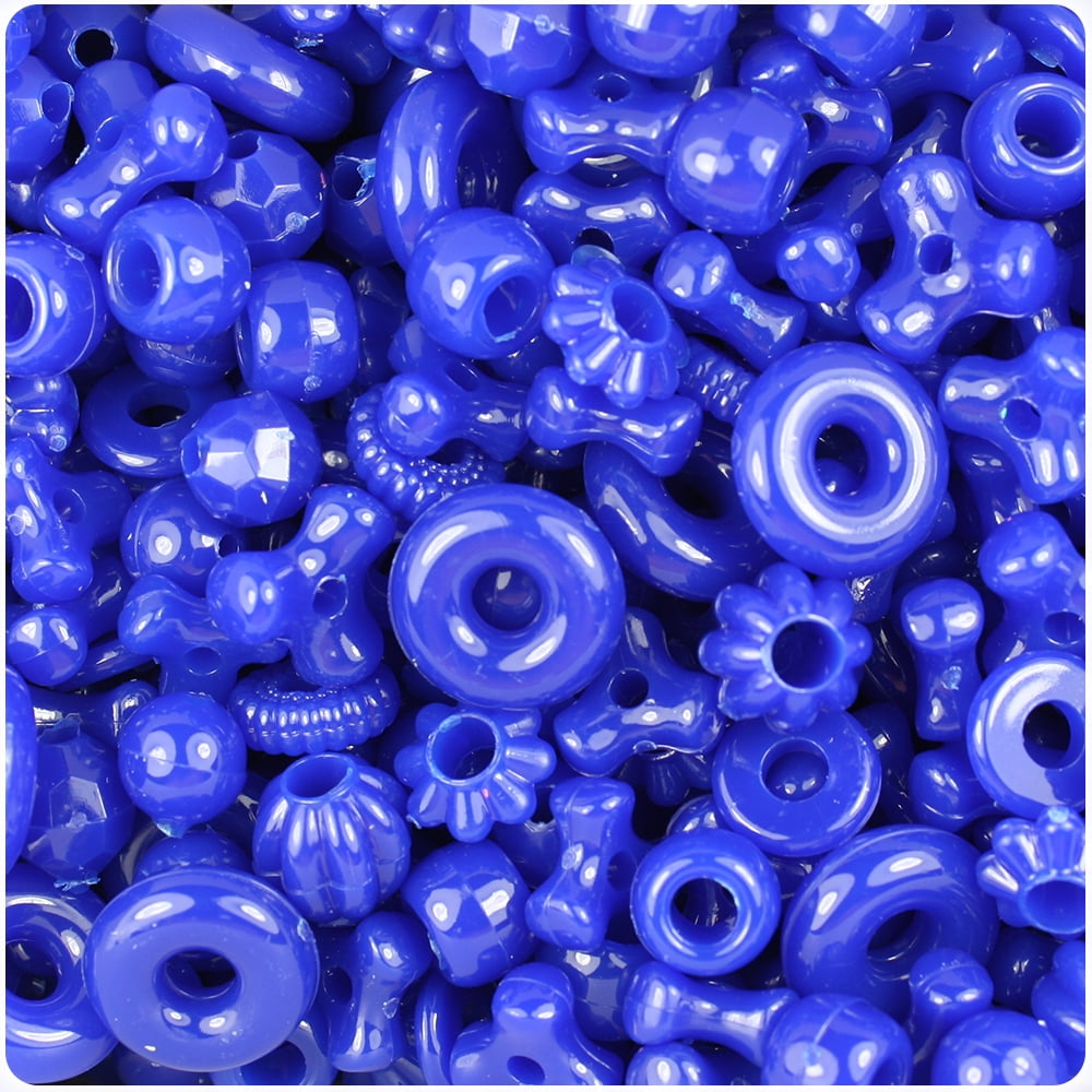 BeadTin Royal Blue Opaque Plastic Craft Bead Mix (4oz) - Walmart.com