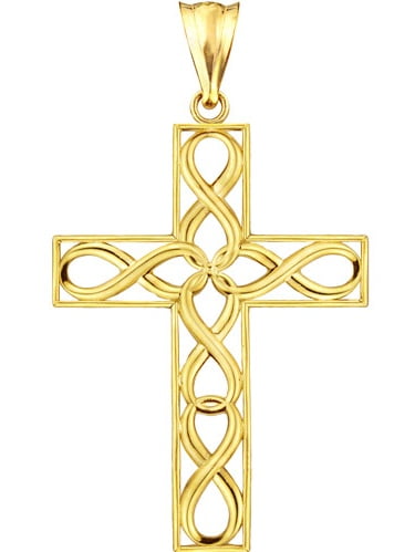 Handcrafted 10kt Gold Infinity Cross Charm Pendant - Walmart.com