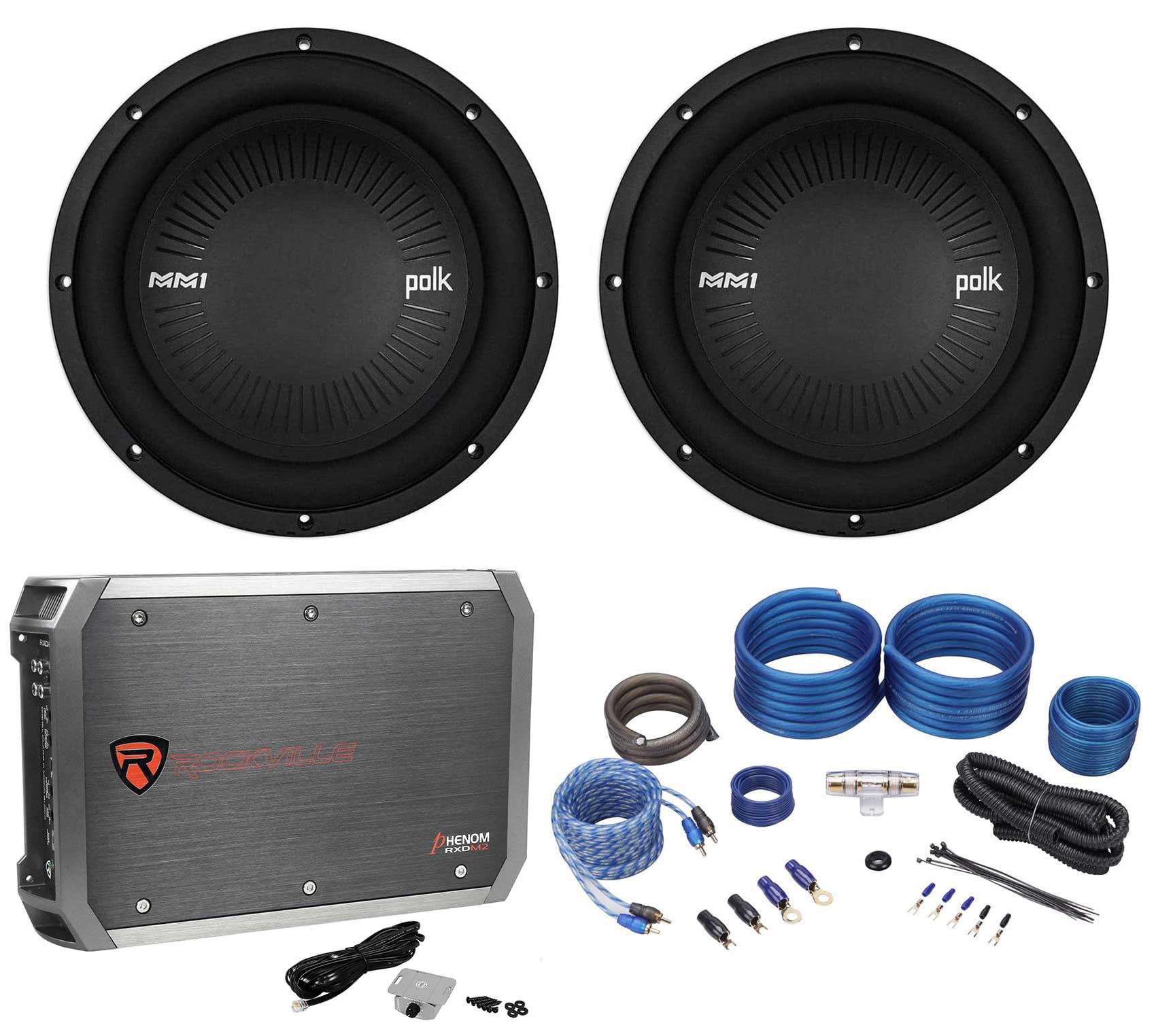 (2) Polk Audio MM1042DVC 10” 2400 Watt Car Subwoofers+Mono Amplifier ...