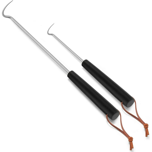 2 Pack Pigtail Food Flipper, 12 & 17 Inch Meat Hook Flippers Turner ...