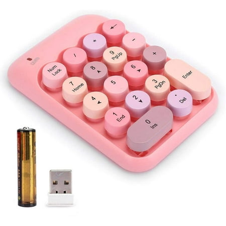 Wireless Numeric Keypad, 18-Keys Portable Slim Mini Number Pad Retro Vintage Colorful Round ...