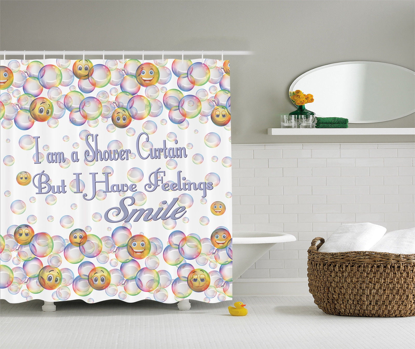 I Am a Shower Curtain but I Have Feelings Smile Colorful Bath Bubble ...
